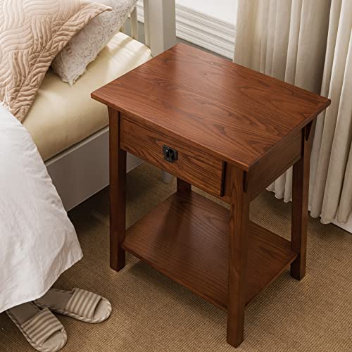 Leick Home Favorite Finds Nightstand Table with Shelf, Russet/Blackened