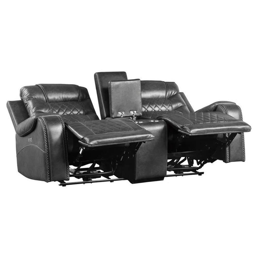 Lexicon Derringer Wall Hugger Power Double Reclining Loveseat, Gray
