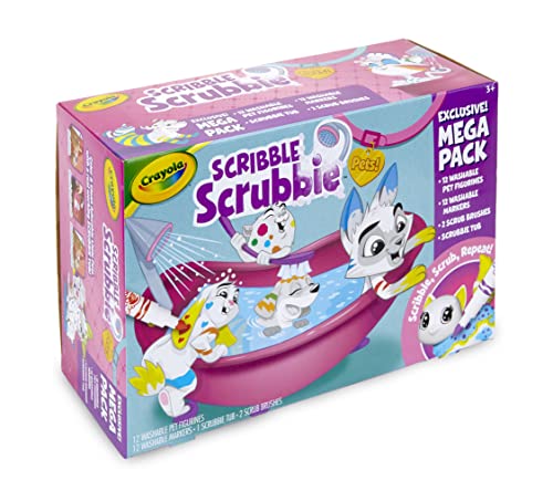 Crayola Scribble Scrubbie Pets Mega Pack (12 Pets), Reusable Pet Care Toy, Dog & Cat Toys for Kids, Holiday Gift for Girls & Boys, 3+