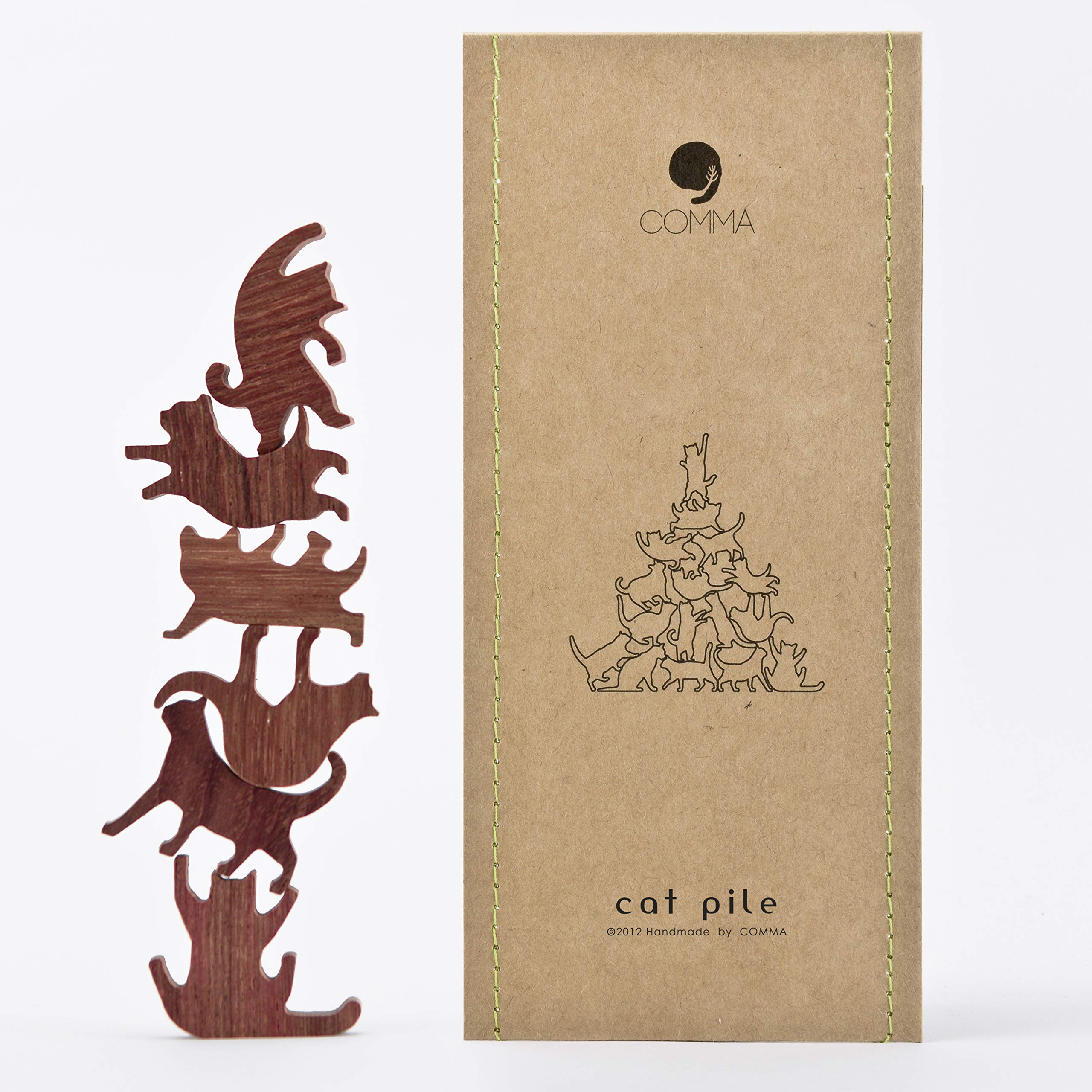 COMMA Wooden Cat Pile Set #3 (Green Thread, 6 Kittens)