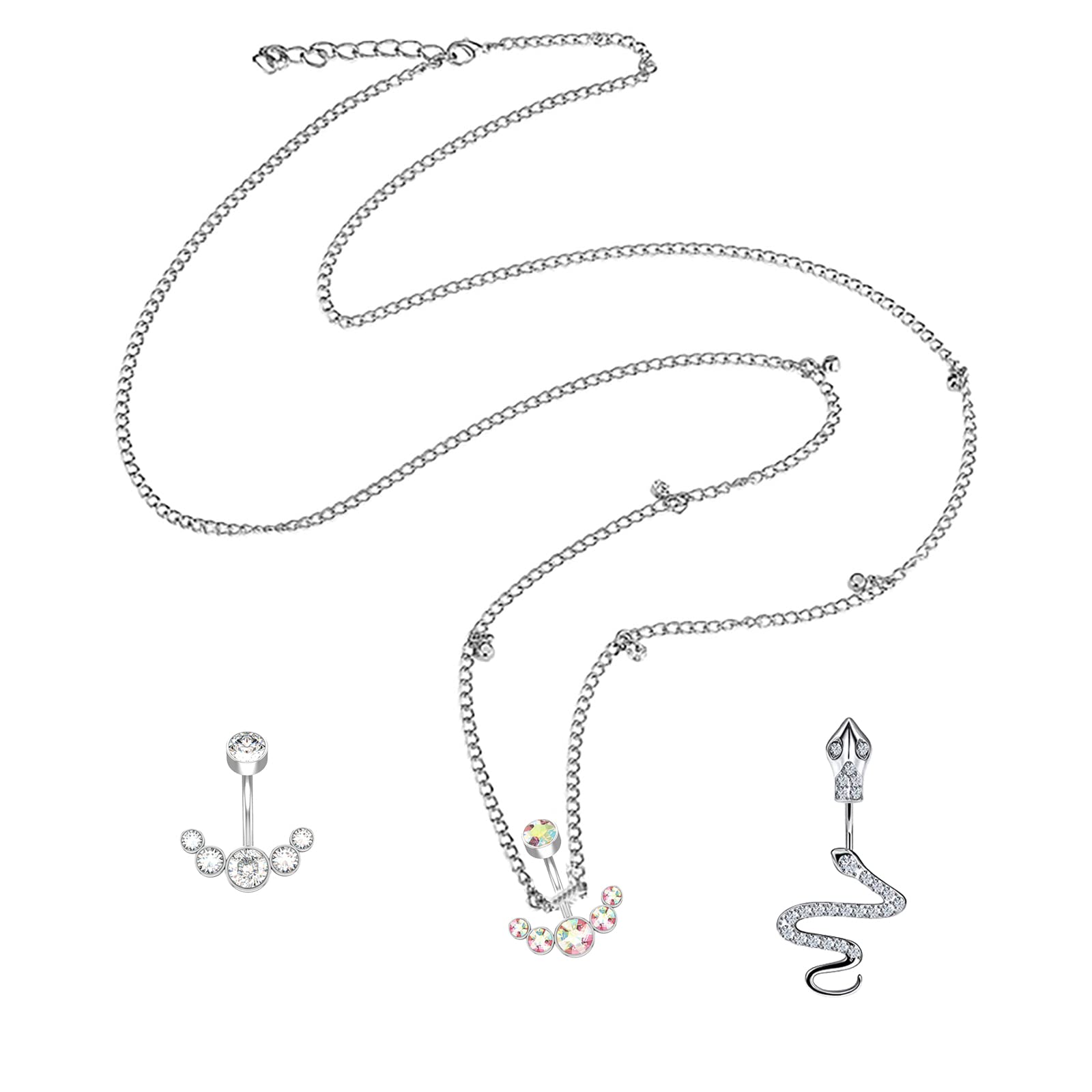 Aezlhjya Waist Body Chain Dangle Belly Button Ring Body Chains Beach Waist Jewelry for Women (Body C-B2)