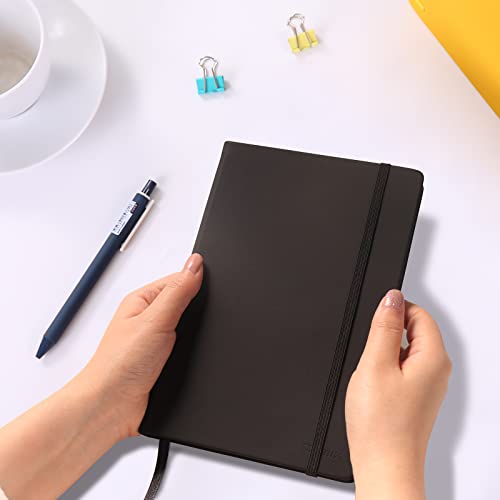 Comix 6 Pack Lined Journal Notebooks, 240 Pages, 5.5 x 8.3 inch, Black, A5 Medium Hardcover Notebooks, Classic College Ruled Notebooks for Writing