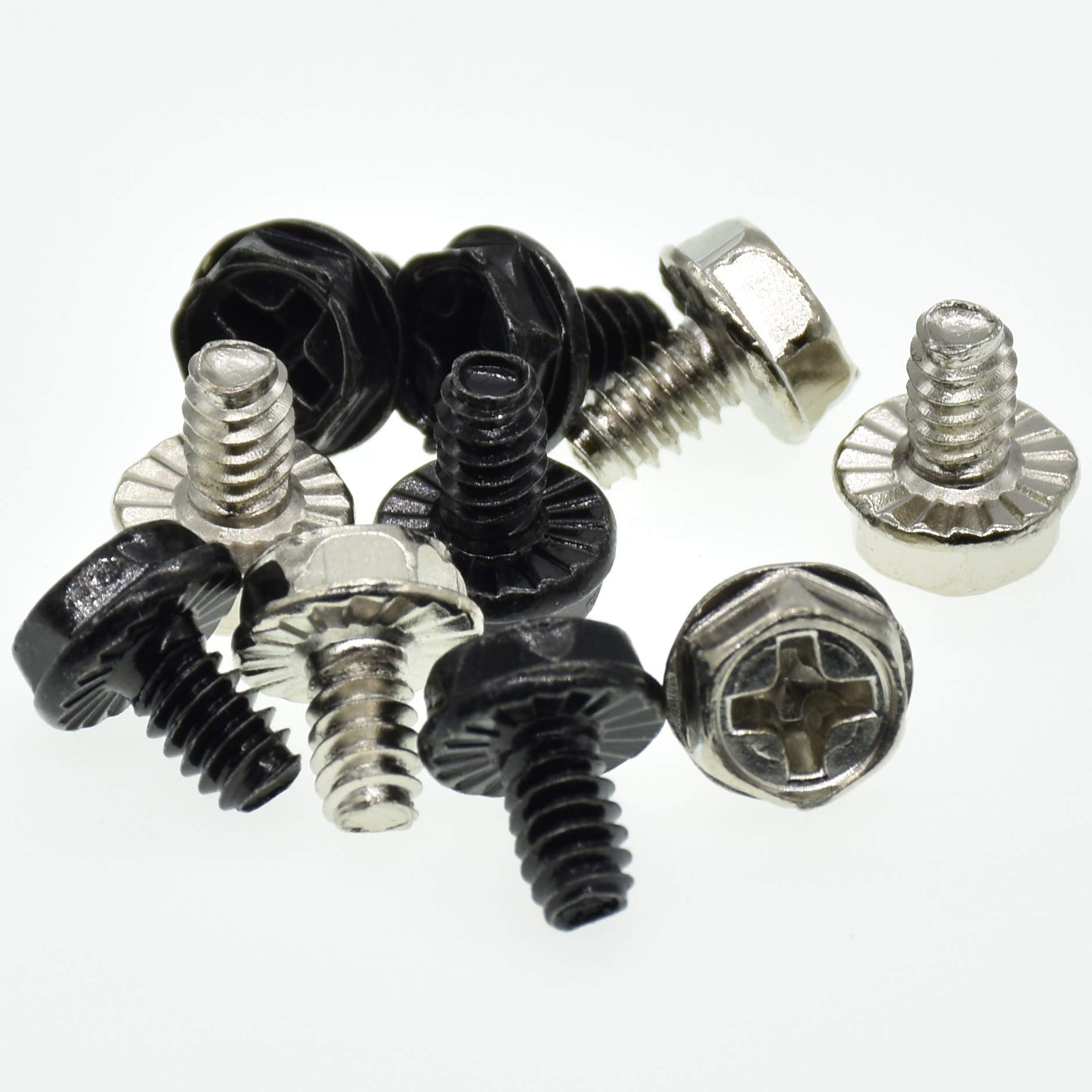 AGOUNOD Screw 50Pcs 6-32 * 6 Thread Teeth Outside Hex Computer PC Case Cooling Fan Toolless Adjustment Screw Thumbscrews Thumb Screw (Color : Black)
