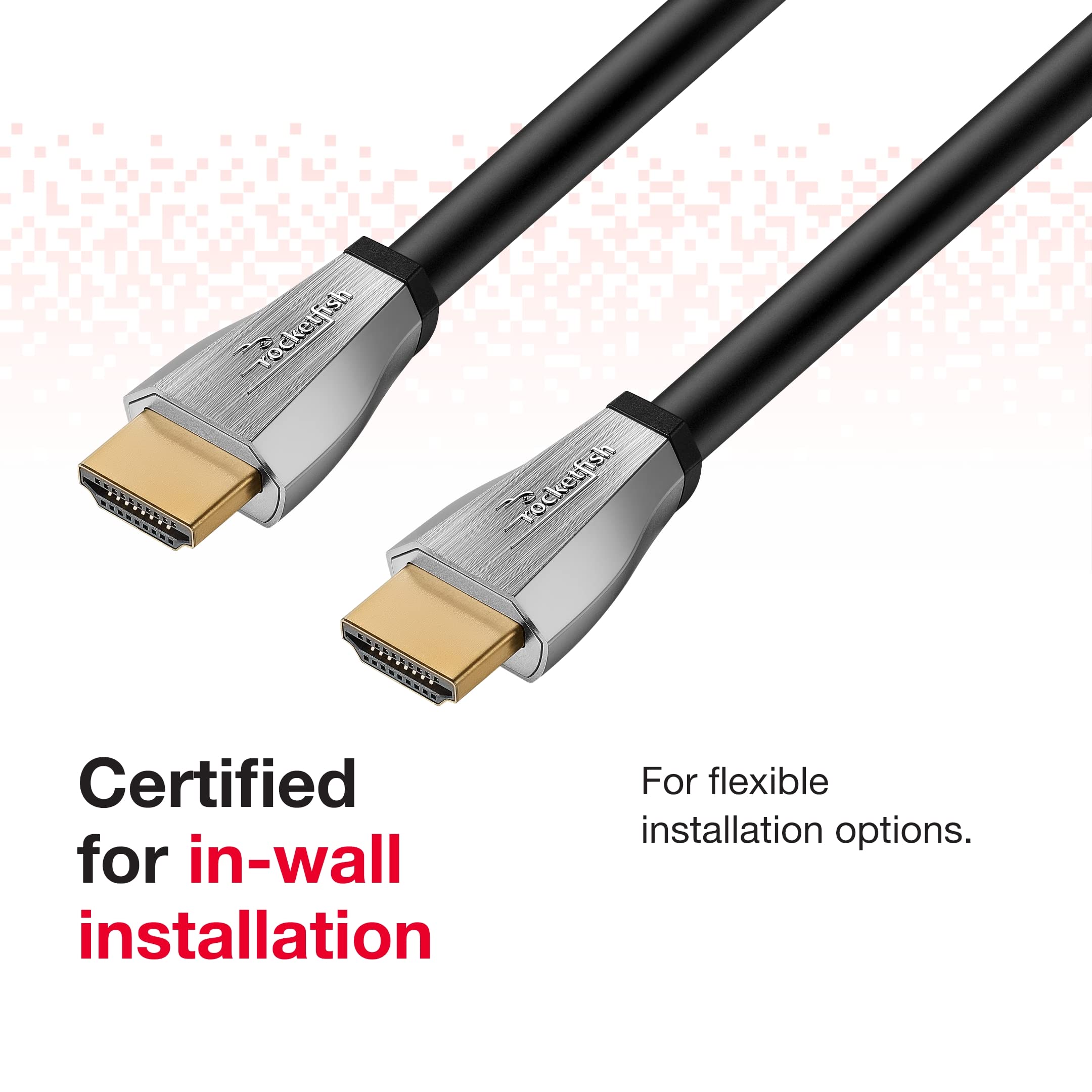 Rocketfish 4K UltraHD/HDR in-Wall Rated HDMI Cable - HDMI Cable Supports 4k Ultra HD & Dolby Atmos - Premium Cable for HDR & Quality Audio - Premium & Durable Black HDMI Cable - 1.5'