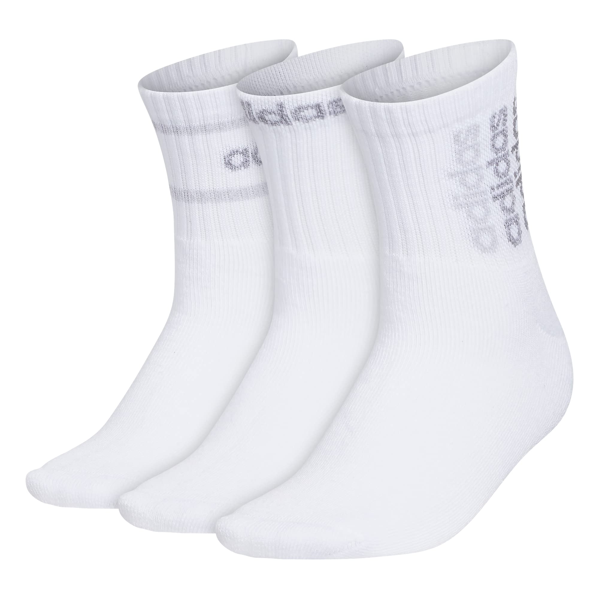 adidas Women's Sport Linear High Quarter Socks (3-Pair), White/Grey/Clear Onix Grey, Medium