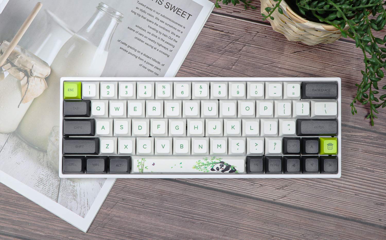 EPOMAKER SK64S Hot Swappable Bluetooth 5.1 Wireless/Wired Mechanical Keyboard with RGB Backlit, PBT Keycaps for Win/Mac/Gaming (Gateron Optical Yellow, Panda)