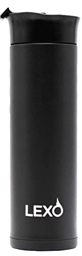LEXO Temperature Regulating Smart Travel Mug - Flip Top Lid (Black, 16. oz.)