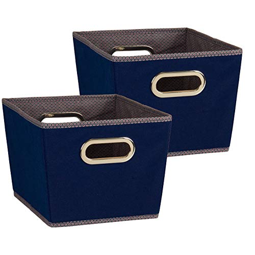Household Essentials Small Tapered Decorative Storage Bins, 2 pc Set, Blue, Navy Blue