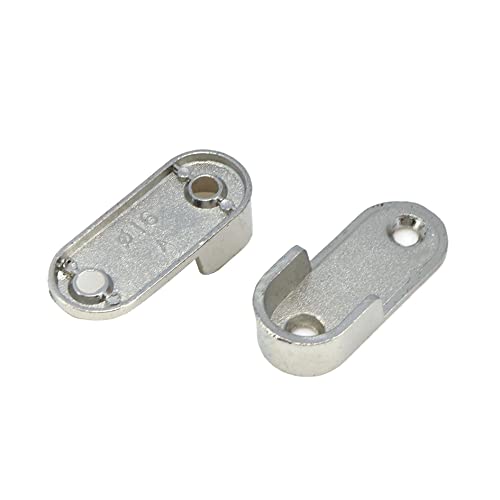 Mcredy 2 Pair Zinc Alloy Oval Hanging Rail Rod Holder End Bracket Support for Wardrobe Closet Silver 0.63" Inner Size