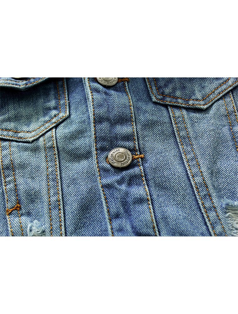 Little Boys Girls Spring Autumn Denim Vest Jacket Waistcoat Top Style2 Blue 120