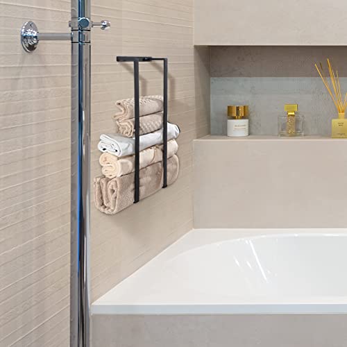EAPC Towel Racks for Bathroom, Wall Mounted Bath Towel Rack, Adhesive & Drilling Towel Storage with 2 Towel Hooks, Stainless Steel Bathroom Organization Shelf for Washcloths Hand or Bath Towels