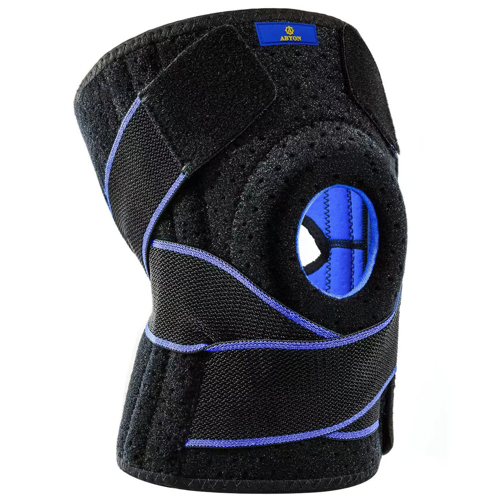 ABYON Knee Brace with Side Stabilizers & Patella Gel Pads for Meniscus Tear, Knee Support with Compression Band for Maximum Knee Pain Support and fast recovery, Non Slip Adjustable Knee Braces for Men