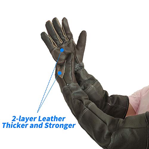 YBB Waterproof Animal Handling Gloves, Anti-Scratch/Bite Protective Long Gloves for Pet Cat Bathing Dog Bird(S)
