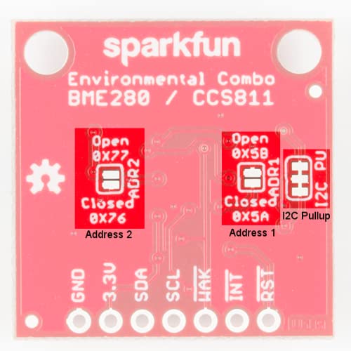 SparkFun Environmental Combo Breakout -CCS811/BME280 (Qwiic) -Provides Barometric Pressure Humidity Temperature TVOCs Equivalent CO2 (eCO2) Levels via I2C Operates 3.3V No Solder Polarized Connectors