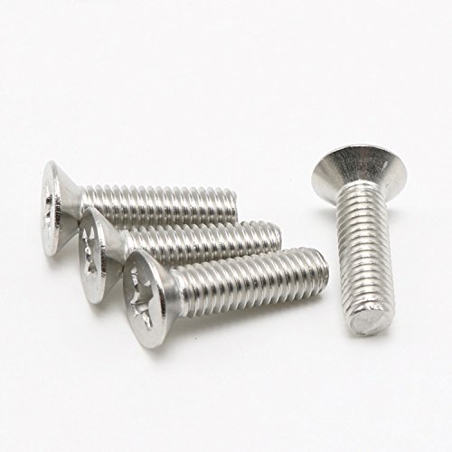 M2 Phillips Flat/Countersunk Head Machine Screws,A2 Stainless Steel,Thread Length 3 to 40mm,Pack 100-piece (M2 x 30mm)