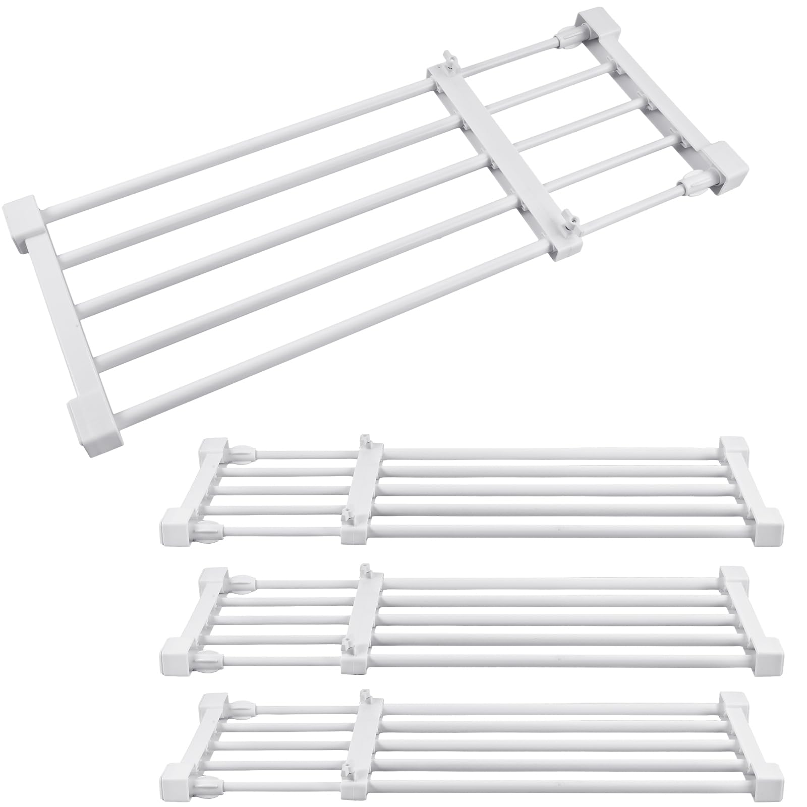 Geetery 4 Pcs Closet Tension Shelf Metal Expandable Closet Shelf Dividers Adjustable DIY Shelf Separators in Closet Tension Rod Storage Rack for Cabinet Kitchen Wardrobe (15''-21.65'' X 9.45'')