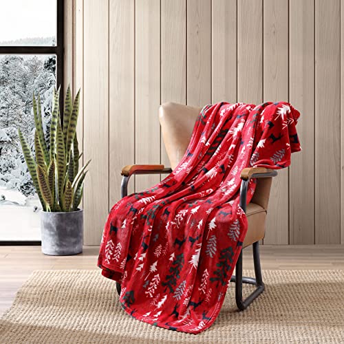 Eddie Bauer - Throw Blanket, Ultra Soft Plush Home Décor, All Season Bedding (Deer Woods Red, 50 x 60)