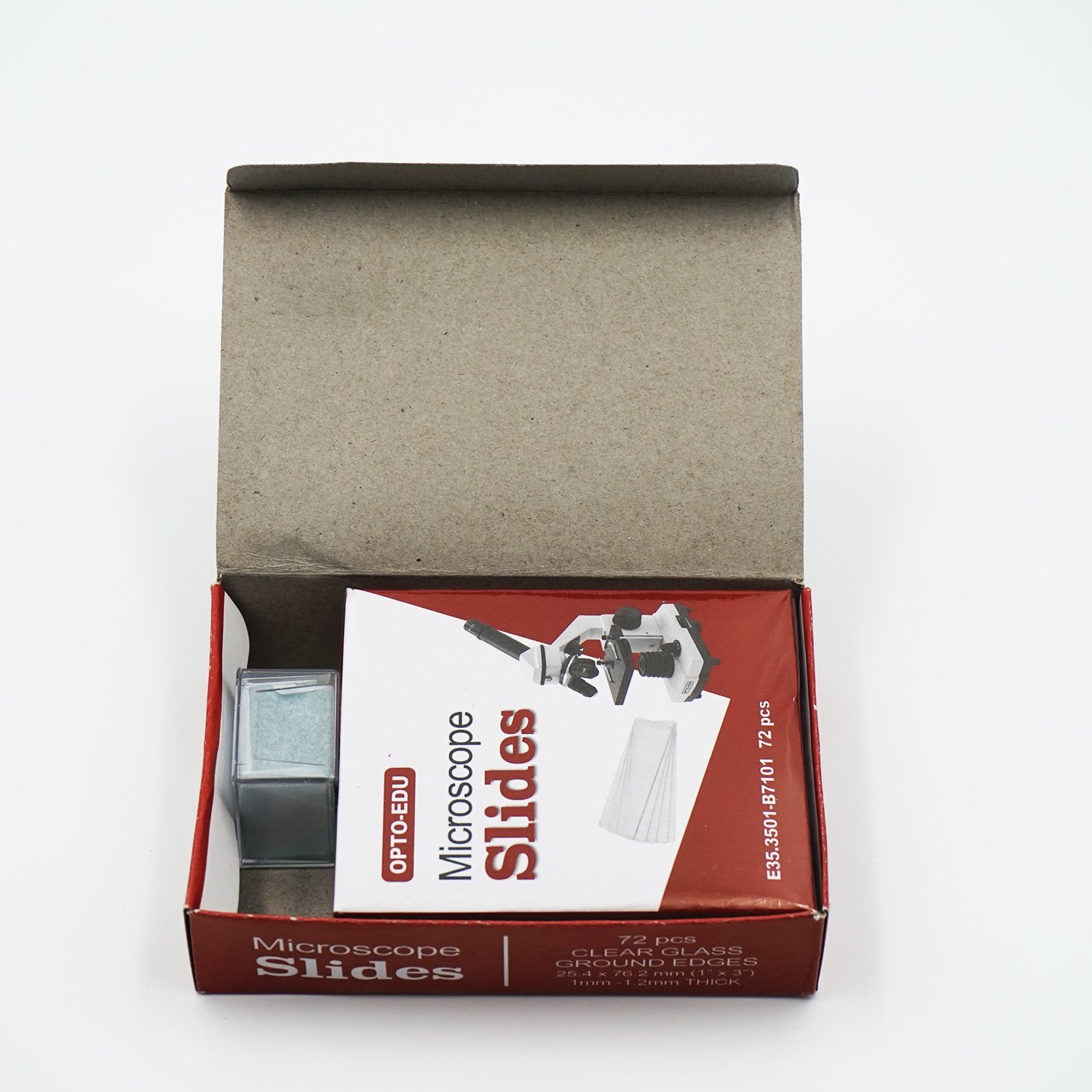AmScope - M102C-PB10 40X-1000X Biological Compound Microscope with Prepared and Blank Slides for Student and Kids & OPTO-EDU E35.3501 Blank Microscope Slides & 100-Pieces Square Cover Glass, Glass