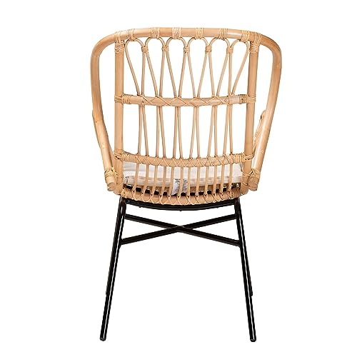 Baxton Studio Caelia Dining Chair, Natural Brown/Black