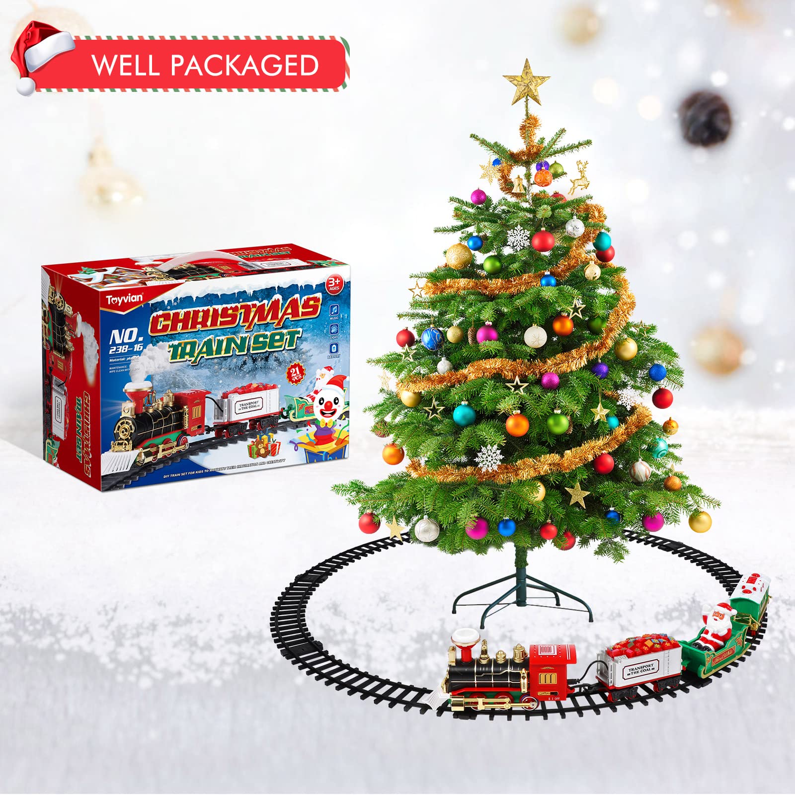 Christmas Train Electric Train Toy Sound Light Railway Tracks Christmas Tree Kids Toddlers