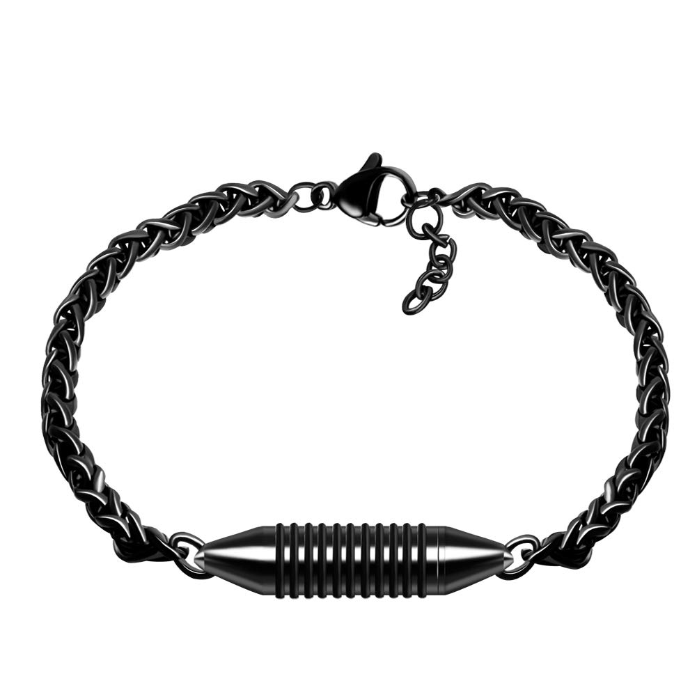 abooxiu Cremation Bracelet Men Women Memorial Urn Bracelet for Ashes Memorial Jewelry Ashes Holder Keepsake Adjustable Link Black Silver