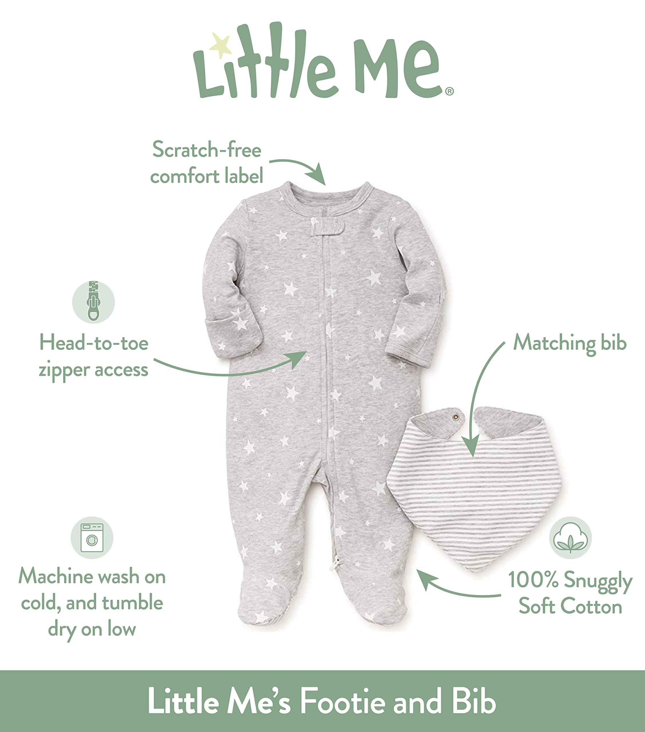 Little Me baby girls and Hat Footie, Yellow Print, Newborn US