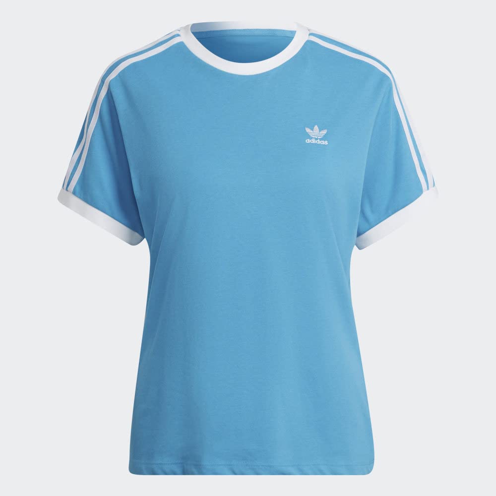 adidas Originals Women's 3-Stripes Tee, Sky Rush, Large