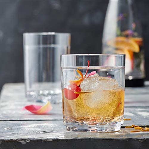 Drinique Unbreakable Elite Rocks Whiskey Glass (Set of 4) 10oz Old Fashion Whiskey Glasses - Stackable, Shatterproof, Dishwasher Safe - Clear