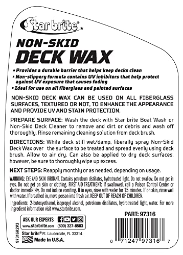 STAR BRITE Non-Skid Deck Wax Spray - Non-Slip Protection From Stains & UV Damage - 16 OZ (097316)