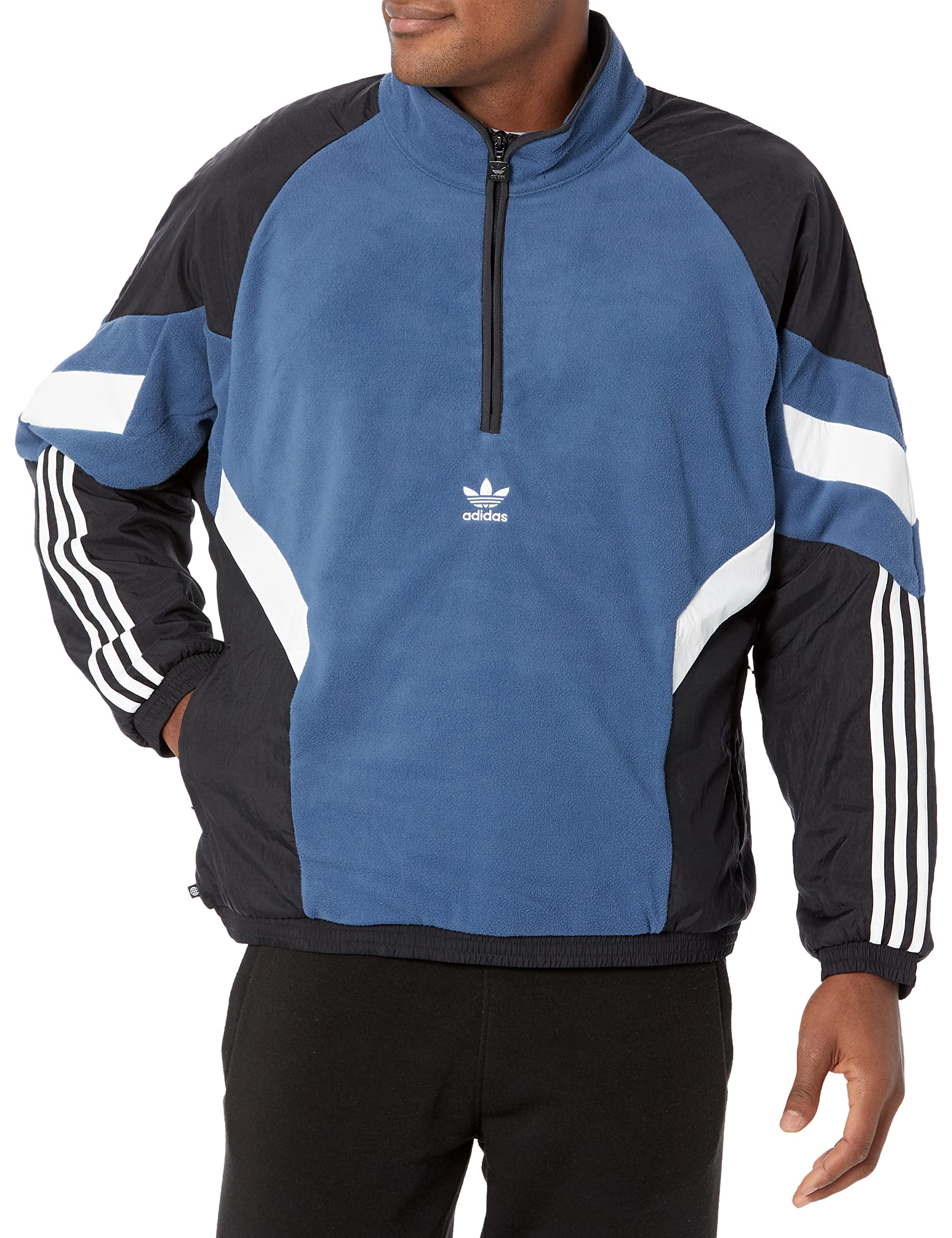 adidas Originals Men's Rekive Polarfleece, Wonder Steel/Black, Medium