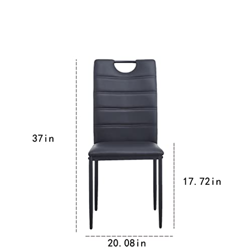 Dining Chair Set for 4 1 Wood Top Casual Coffee Table 4 Leather Chairs with Cushions and High Backs