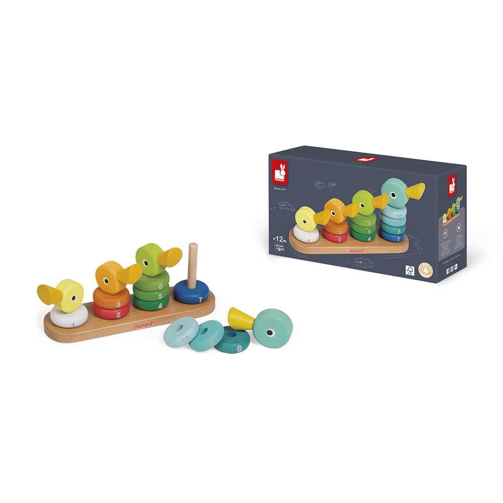 Janod Zigolos Duck Family Stacking Toy – Ages 1+ - J08212