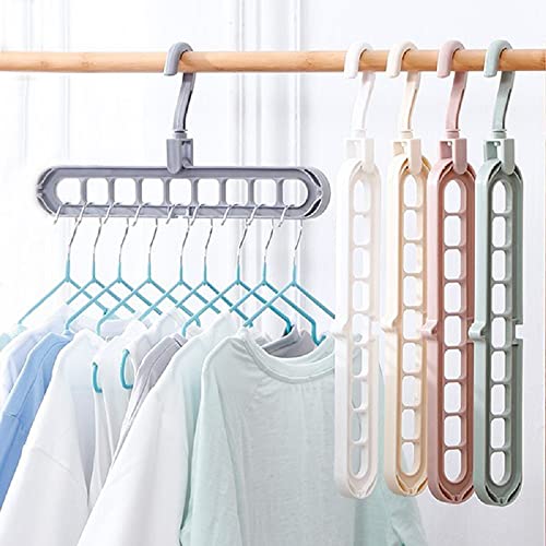 Askfairy 5PCS Multifunctional Foldable Hanger with 9 Holes Space Saving Hangers for Heavy Clothes, Shirts Pants Dresses Coats