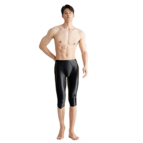 AMORESY ares Men's Fitness Capris Shiny Breathable Running Compression (as1, Alpha, 3X_l, Regular, Regular, Black, XXXL)