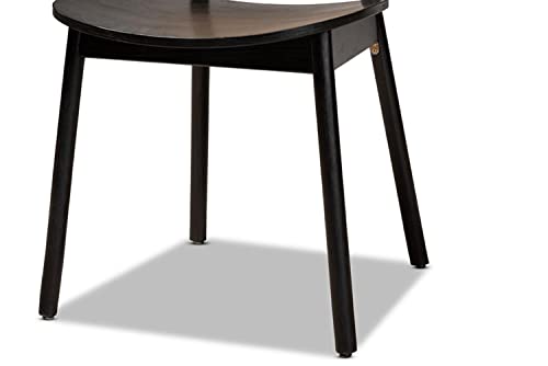Baxton Studio Halen Mid-Century Modern Brown Woven Rattan and Black Wood Finished 2-Piece Cane Dining Chair Set