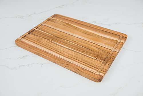 Lipper International Teak Wood Edge Grain Kitchen Cutting and Serving Board, Large, 16" x 12" x 3/4"