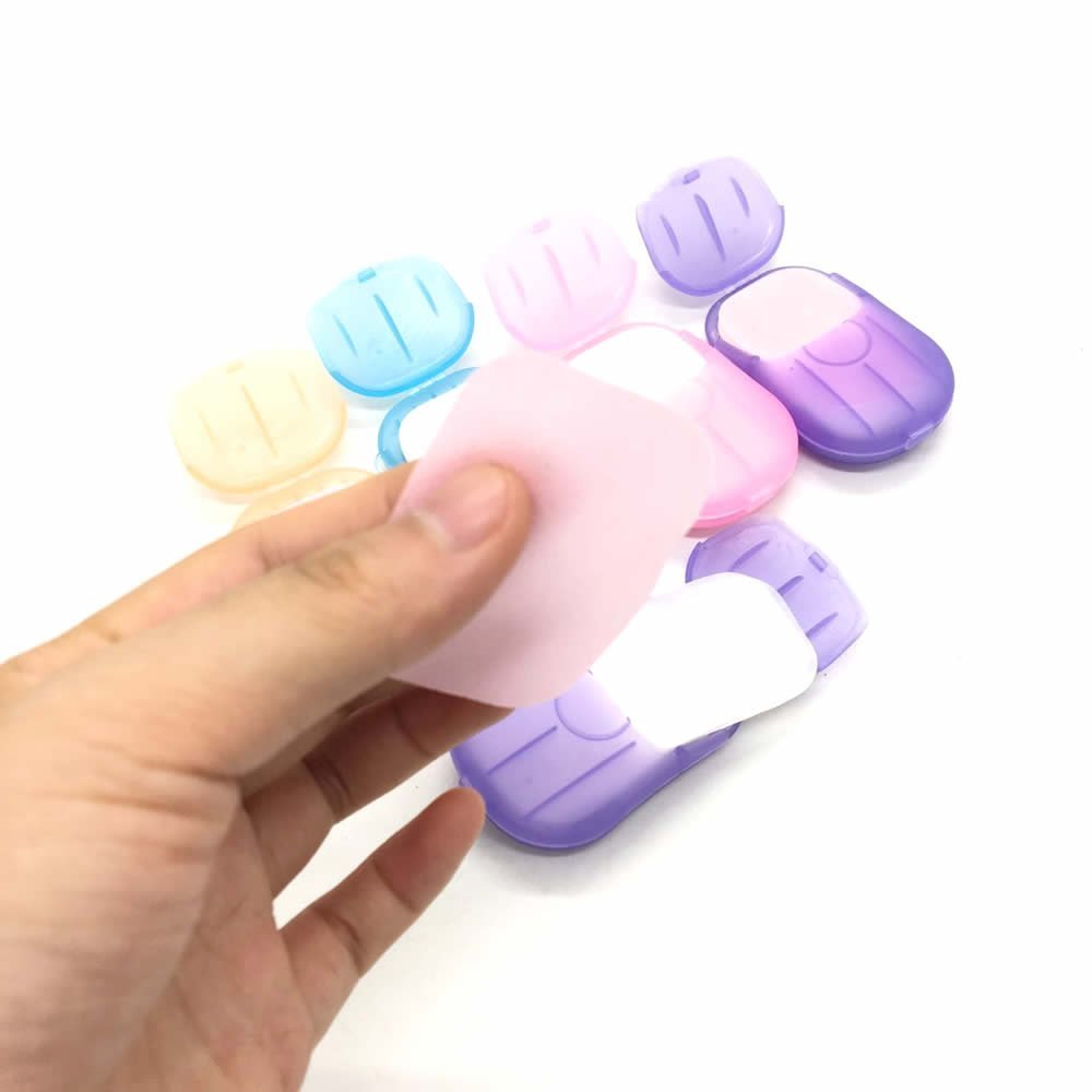 esowemsn 6 Packs Portable Disposable Travel Hiking Washing Hand Bath Toiletry Paper Soap Sheets(Random Color)