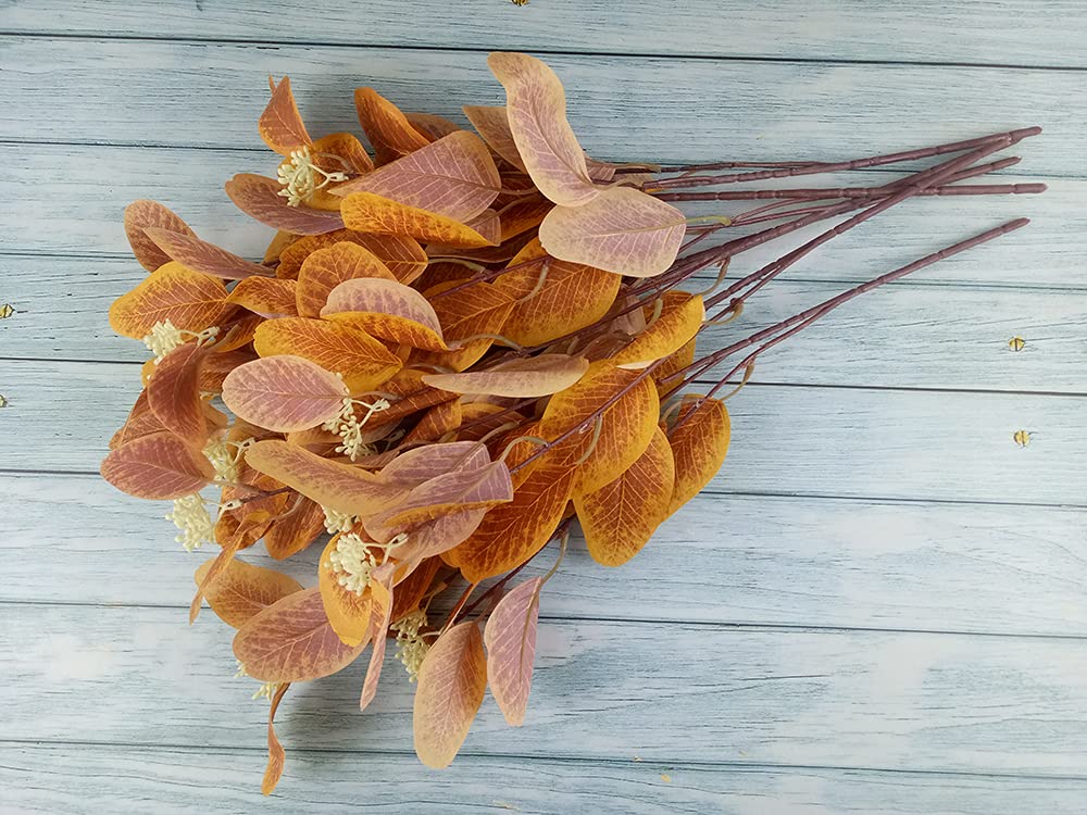 Etycoo 6 Pieces Artificial Eucalyptus Leaves Artificial Plants Greenery Decor for Wedding Party Home Garden Wreath Decor (Royal Blue)