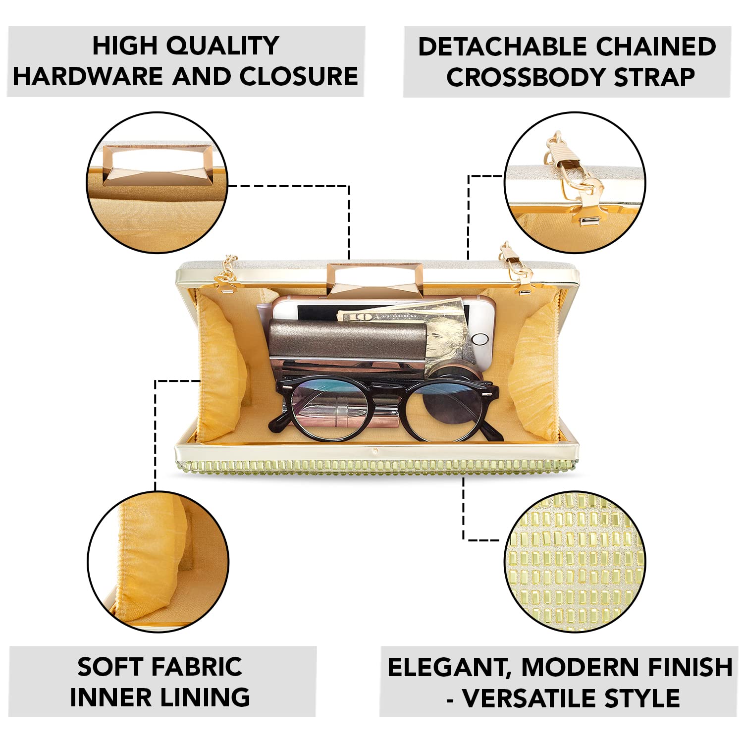 Aheli Clutch Purses Gift for Women Wedding Handmade Evening Handbags Party Bridal Clutch