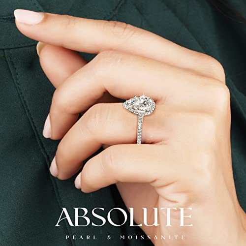 ABSOLUTE Pear Shaped 1.8 Ct CZ Engagement Rings for Women Cubic Zirconia Promise Ring For Her S925 Sterling Silver Rings Platinum Plated #Size #7
