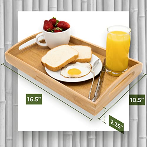 Greenco Bamboo Serving Tray with Handles (Small, Rectangle)