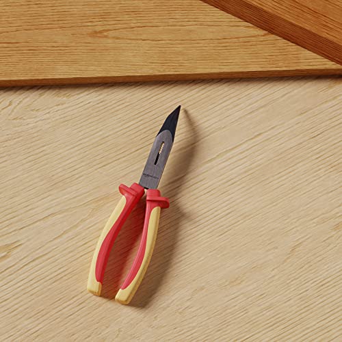 Amazon Basics 1000 Volt VDE Insulated High Bent Snipe Nose Pliers, 8-inch