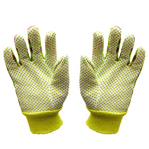 G & F 1852-3 Women Soft Jersey Garden Gloves, Women Work Gloves, 3-Pairs Green/Pink/Blue per Pack