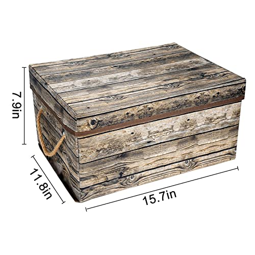 Livememory Decorative Storage Boxes with Lid, Fabric Storage Bins with Lids and Handles for Office, Bedroom, Closet, Toys. L15.7 x W11.8 x H7.9 Inches (Not Made of Wood, 2 Pack)