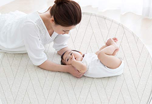 Parklon Pure Soft Round Mat Double Herringbone/Macaroon (54.3 x 54.3 x 0.47 in.)