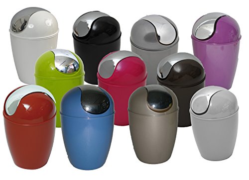 Evideco French Home Goods Taupe Mini Trash Can for Countertop 0.5 Liter -0.3 Gal Chrome Lid