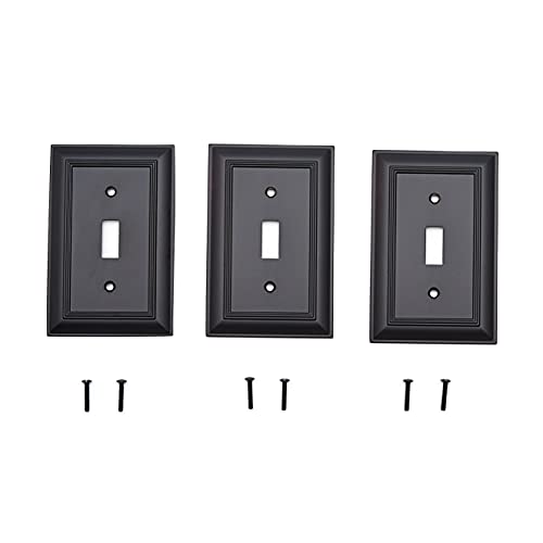 Amazon Basics Decorative Single Toggle Wall Plate - 3-Pack, Flat Black