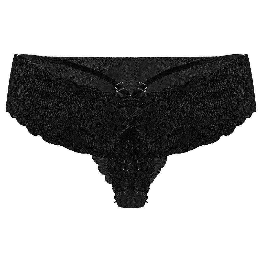 LATINDAY ◆ Womens Lace Underwear Soft Sexy Hollow Hipster Bow-Tie Ladies Bikini Panties Briefs Lingerie Black