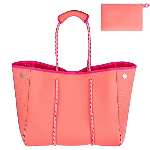 LMYYG Beach bag,Multipurpose NeopreneĀ Bag,Large Tote Bag,Waterproof Shoulder Beach Bag for Travel Beach Gym Swimming