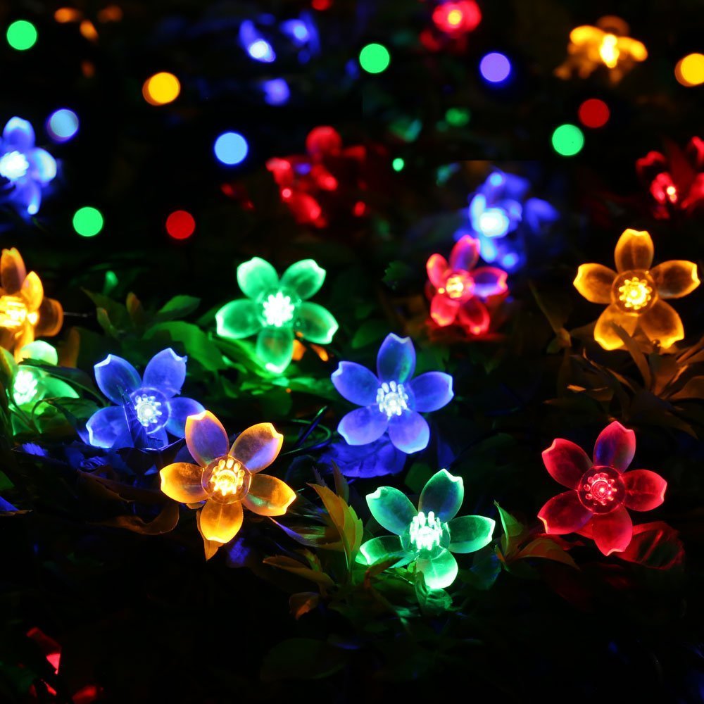 Fairy Lights Christmas Flower String Lights 100LED 8 Flash Modes Cherry Blossom Light Waterproof Outdoor Decoration for Camping, Garden Fence, Tree, Birthday, Wedding Party, Bedroom
